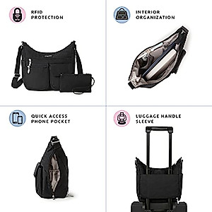 Baggallini Everywhere Bagg - Hobo Crossbody Bag for Women with RFID Wristlet – Water-resistant Travel Bag