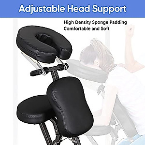 ZENY Massage Chair Portable, Tattoo Chair, 4 in Thick Foam Therapy Chair, Adjustable Spa Salon Folding Massage Chair with Face Cradle for Client, with Carring Bag