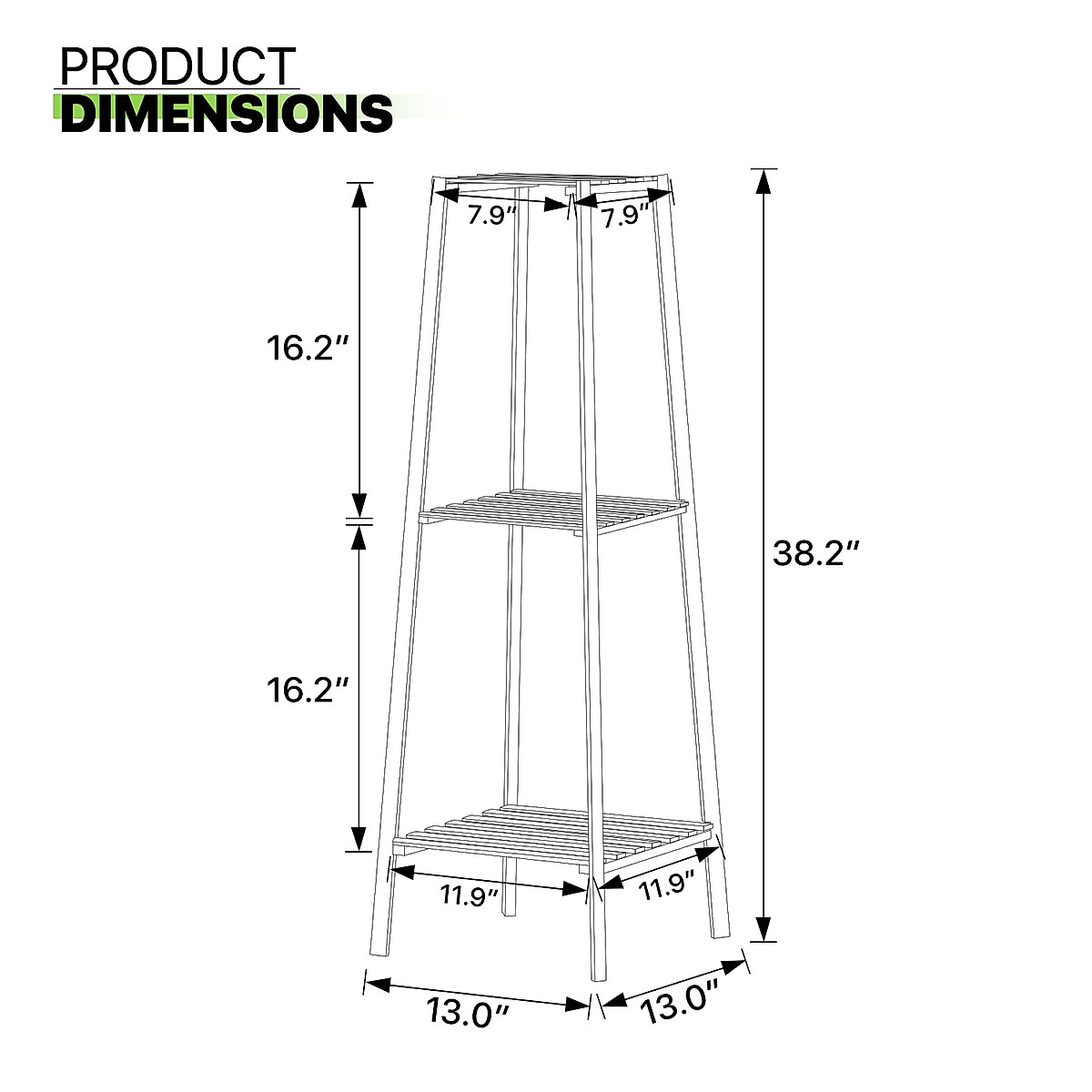 Magshion 3-Tier Bamboo Plant Stand, 39 Inch Height Tall Plant Shelf for Indoor/Outdoor, Rustic Flower Pot Holder for Balcony, Patio, Corner