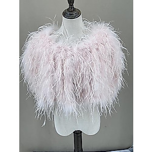 Women Ostrich Fur Pink Feather Small Shawl Cape for Wedding for Party Bride Furry White Color Blush Fluffy Luxurious Romantic