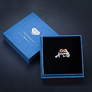 Dreamboat Infinity Heart Rings for Women 925 Sterling Silver Heartbeat Faith Hope Love Open Band Finger Ring Birthday Christian Jewelry Gift