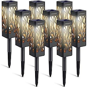 URPOWER Solar Lights Outdoor, Upgraded Solar Garden Lights with Bigger Solar Panel & Longer Working Time Solar Pathway Lights IP65 Waterproof Landscape Lights Auto ON/OFF for Yard (Warm White, 8 Pack)