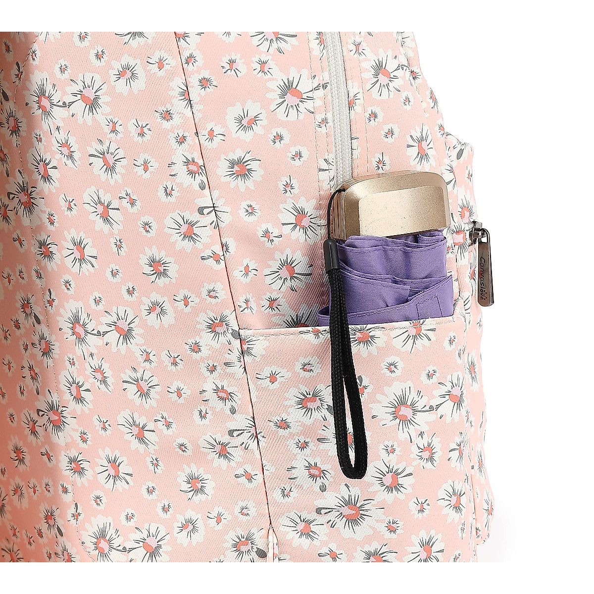 Canvaslove Pink Chrysanthemum Waterproof laptop backpack with Massage Cushion Straps and USB charging port for laptop up to 15 inch Men Women Outdoor Travel Backpack