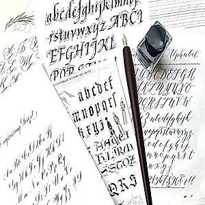 Satin Calligraphy Pen Set – Includes Wooden Dip Pen, Antique Brass Holder, 11 Nibs, 4 Ink Bottles