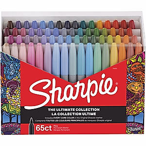SHARPIE Permanent Markers Ultimate Collection, Fine Point, Assorted Colors, 65 Count