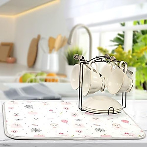 Cute Pink Ghosts Webs Pumpkins Spiders Skulls Drying Dish Mat Dish Mat Drying 18 X 24 Dish Drainer Mat For Kitchen Counter Dry Matt Air Fryer Heat Resistant Mat Dish Drying Mat Xl Microfiber