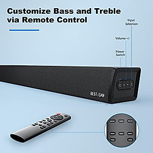 Bestisan TV Speaker, Sound Bar for TV with Bluetooth, Optical, HDMI-ARC and AUX Connectivity,34 inch 100W, Includes Remote Control