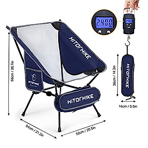 HITORHIKE Camping Chair Backpack Camping Folding Chair Breathable Mesh Structure Aluminum Frame with 2 Side Pockets Camping Chair Compact Ultralight Carrying Bag（Navy Blue 2PCS ）