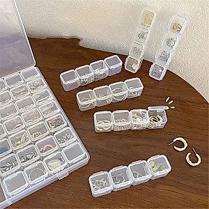 Typutomi 56 Grids Storage Box, Clear Plastic Diamond Painting Embroidery Box Beads Storage Container Jewelry Case for Beads, Jewelry, Tools, Pill and DIY Crafts(8.26x2.91in)