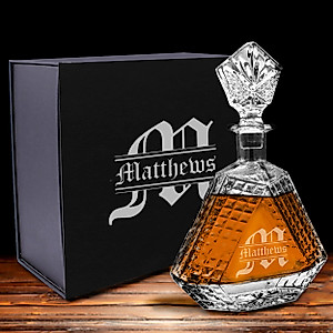 Personalized Scotch Whiskey Bourbon Glass 23 oz Decanter - Custom Engraved - Triangle Shape (Decanter Only)