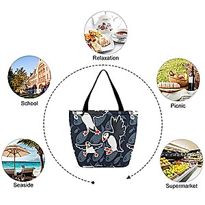 Atlantic Puffin Women's Shopping Tote Bag Large Handbag Shoulder Purse Travel Pouch With Zipper
