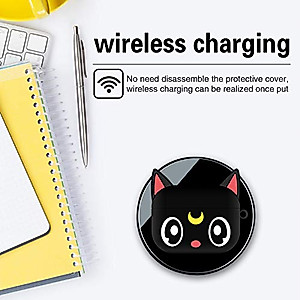 Black Sailor Moon Airpods Pro Case, 3D Cute Cartoon Character Protective Soft Silicone Apple Airpods Pro Cover with Keychain, Kawaii Anime Animal Skin Accessories Gift for Girls Kids Teens(Luna Cat)
