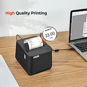 MUNBYN Thermal Receipt Printer P075, 3 1/8" 80mm POS Printer, USB Receipt Printers with Auto Cutter Support Cash Drawer, USB Serial Ethernet Interface for Windows/Android/Mac/Linux
