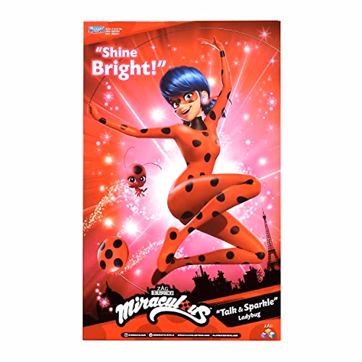 Miraculous Talk & Sparkle Ladybug Doll | 26cm Marinette Figure with Lights Sounds and Yoyo Accessory | Bandai Miraculous Ladybug Dolls Superhero Toys | Miraculous: Tales of Ladybug and Cat Noir Toys