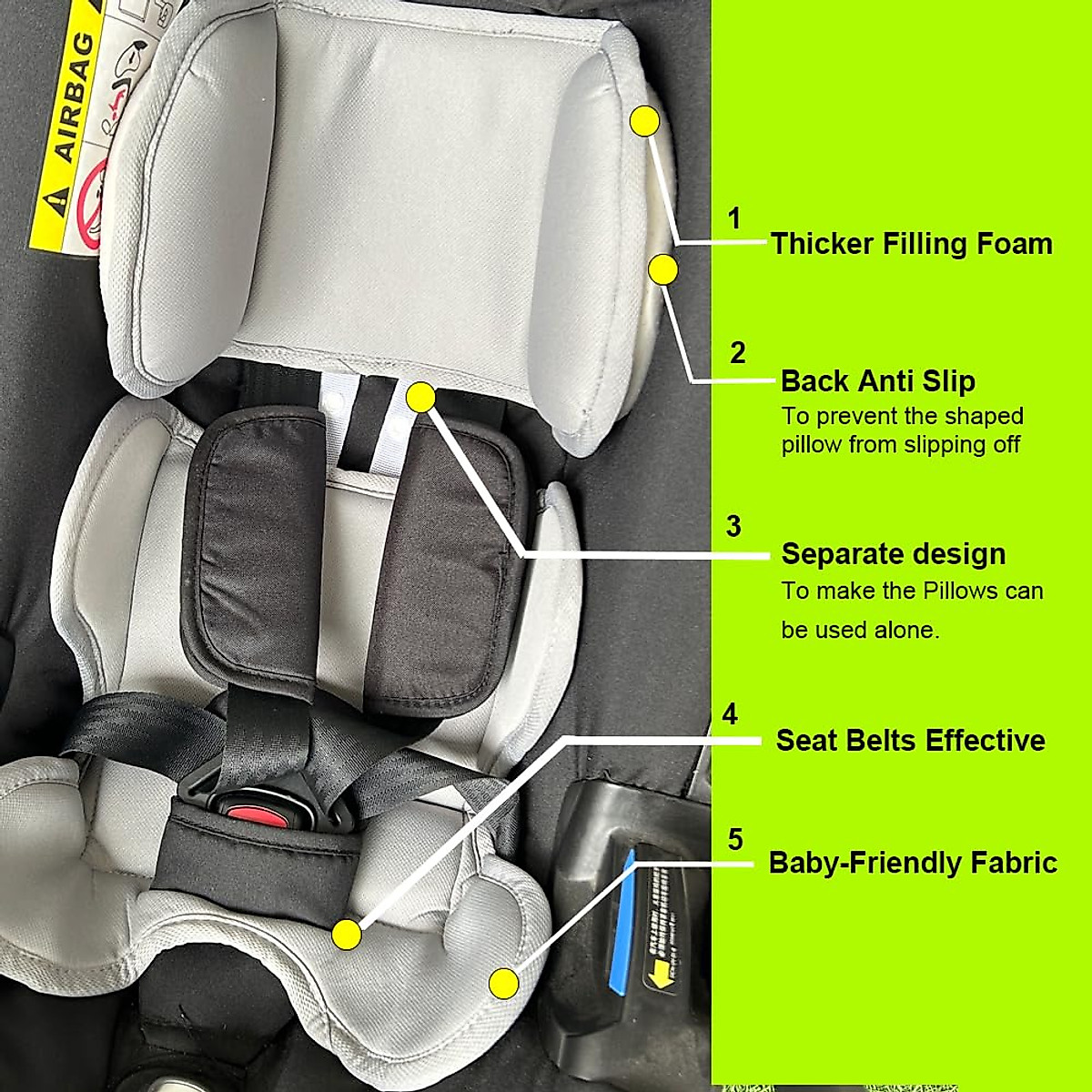 AICTIMO Head and Body Support Pillow Compatible with Doona Car Seat Strollers,Stroller Cushion