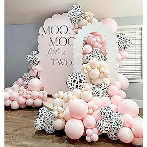 Cowgirl Pink Balloons Arch Garland Kit, Cow Print Farm Animal Balloons for Bachelorette Party, Birthday Party Baby Shower Bridal Shower Wedding Supplies Cow Theme Party Decorations-Baby Pink