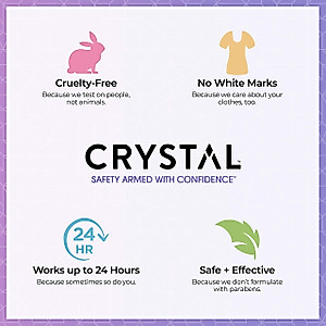 CRYSTAL Deodorant Aluminum Free Mineral Deodorant Roll-On for Women & Men, Lavender & White Tea - Paraben Free - Certified Cruelty Free & Vegan Deodorant - Prevents Odor Up to 24 Hours ,2.25 Fl Oz (Pack of 3),21661-3
