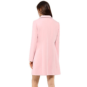 Allegra K Women's 2024 Pea Coat Single Breasted Long Winter Coats for Women Medium Pink