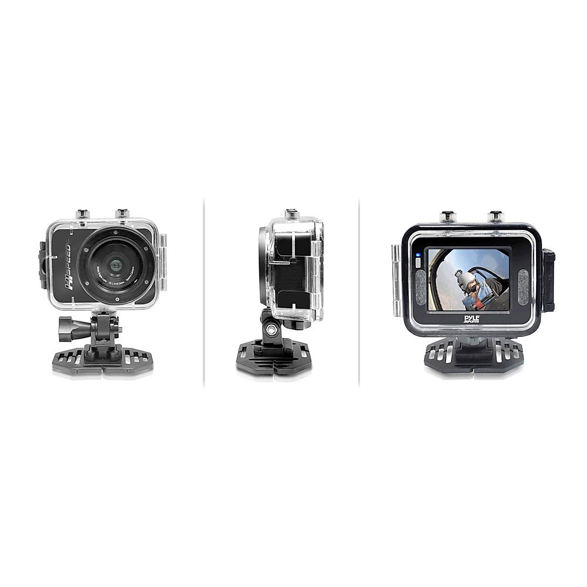Pyle Hi Speed Sports Action Camera - HD 1080P Mini Camcorder w/ 12 MP Cam, 2.4" Touch Screen USB SD Card HDMI, Battery - Waterproof Case, USB Cable, Wireless Remote Control, Mount PSCHD60BK (Black)