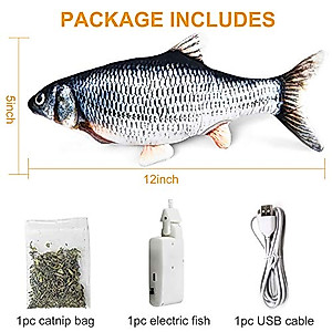 Backagin Fish Cat Toys 11" 2022 Upgraded, Realistic Dancing Fish Cat Chew Toy, Moving Fish Cat Kicker Toy, Fish Cat Toys, Catnip Toys Dog Toys, Kitten Toys, Chargeable