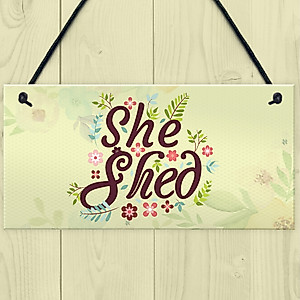 XLD Store She Shed Garden Sign Gift for Her Woman Cave Mum Sister Friendship Home Plaque