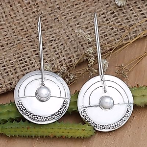 NOVICA Artisan Handcrafted .925 Sterling Silver Drop Dangle Earrings | Freshwater Cultured Pearl Drop Earrings | Handmade Drop & Dangle Earrings | Jewelry Dangle Earring | Birthstone Dangle Earrings