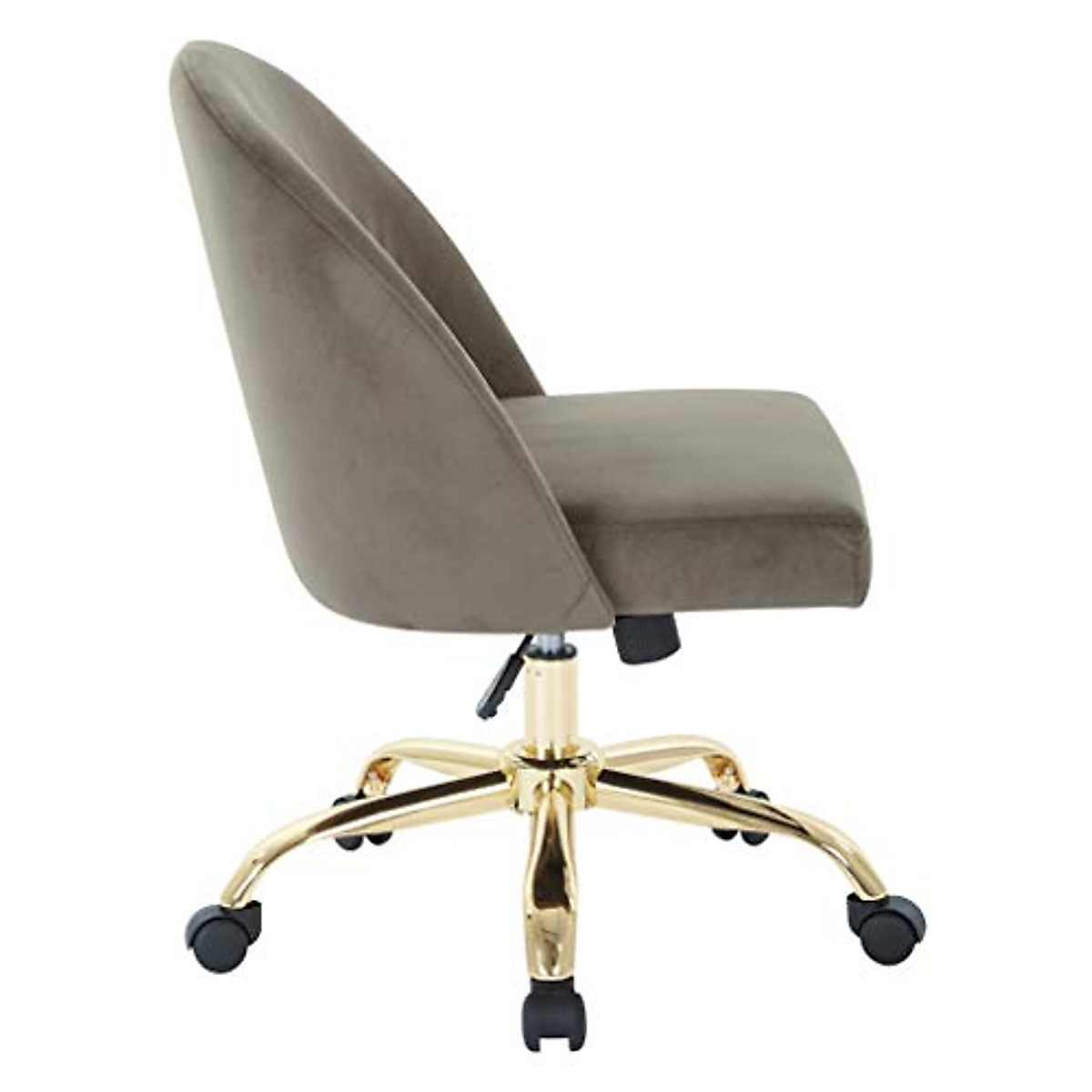 OSP Home Furnishings Layton Mid-Back Adjustable Office Chair with 5-Star Base, Gold Finish and Blue Azure Velvet