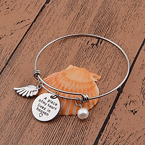 Memorial Jewelry Sympathy Gift A Piece of My Heart Lives In Heaven Lariat Y Necklace Loss Jewelry Gift (Charm Bracelet)