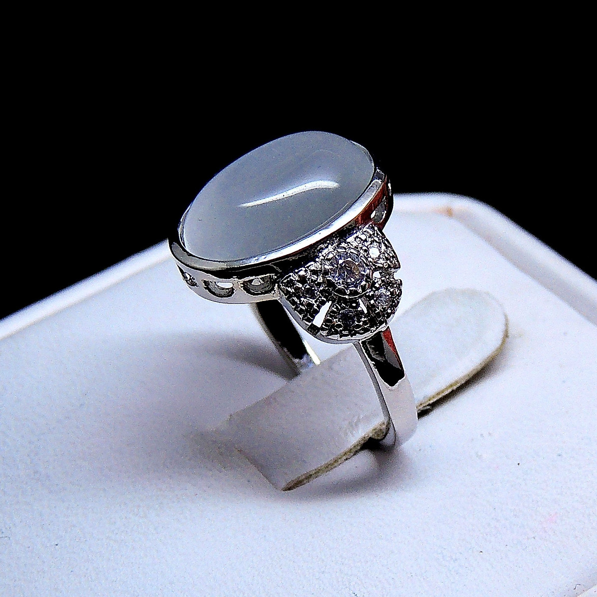 Ginger Lyne Collection Cory Oval Shape Simulated Fire Opal with Clear Accents Ring Size 9