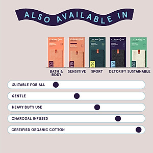 Cleanlogic Body Exfoliating Cloth, Stretchy Detox Charcoal Infused Exfoliator Bath and Shower Washcloths, Reusable Daily Skincare Tool, 3 Count Value Pack