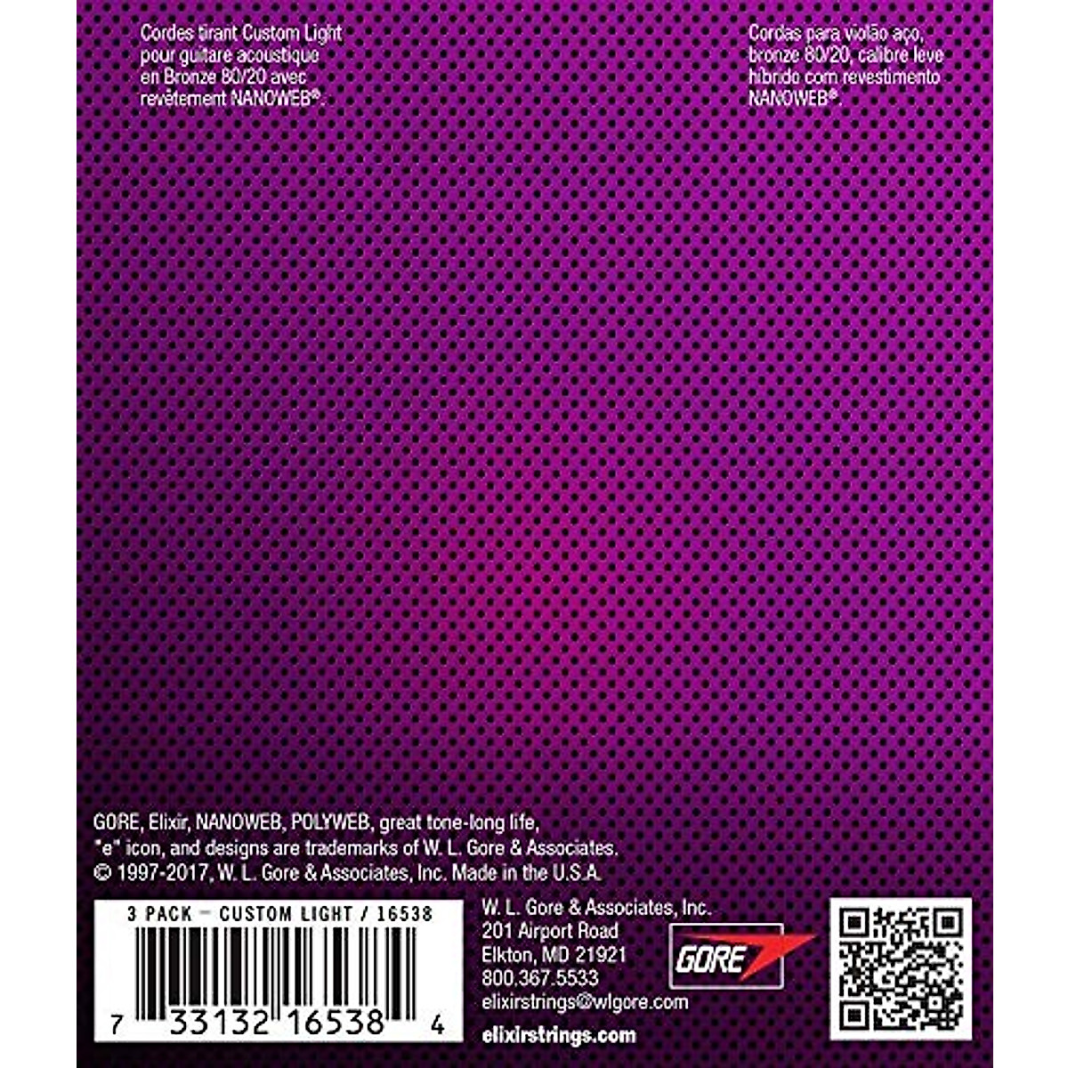 Elixir Strings, Acoustic Guitar Strings, 80/20 Bronze with NANOWEB Coating, Longest-Lasting Bright and Focused Tone with Comfortable Feel, 6 String Set, 3 Pack, Custom Light 11-52