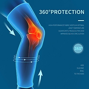 Full Leg Sleeves Long Compression Leg Sleeve Knee Sleeves with Side Stabilizers & Patella Gel Pads,for Basketball, Arthritis, Sport, Reduce Varicose Veins and Swelling of Legs(Black-Spring,2XL,Pair)