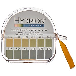 Micro Essential Hydrion 067 Vivid Short Range Single Roll pH Paper Dispenser for Urine and Saliva with Colorimetric Chart, 5.5 to 8.0 pH Range (Case of 10)