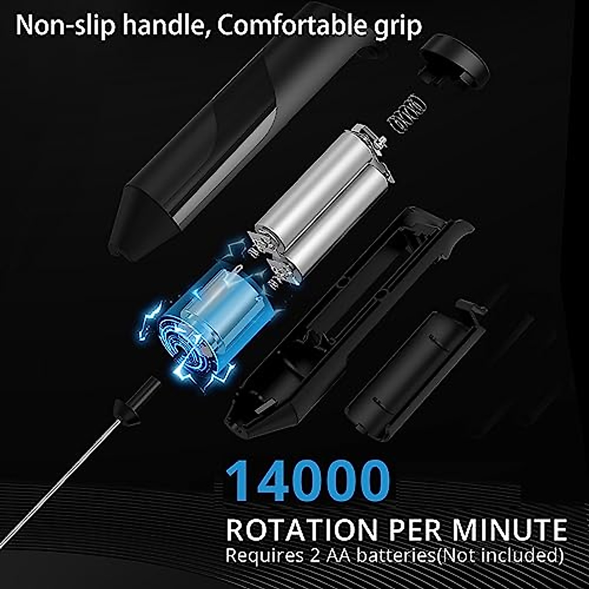 MAEXUS Milk Frother Handheld, Electric Milk Frother for Coffee, Coffee Frother Electric Whisk Drink Mixer for Lattes Milk Coffee Cappuccino Frappe, Cold Foam Milk Frother Battery Operated