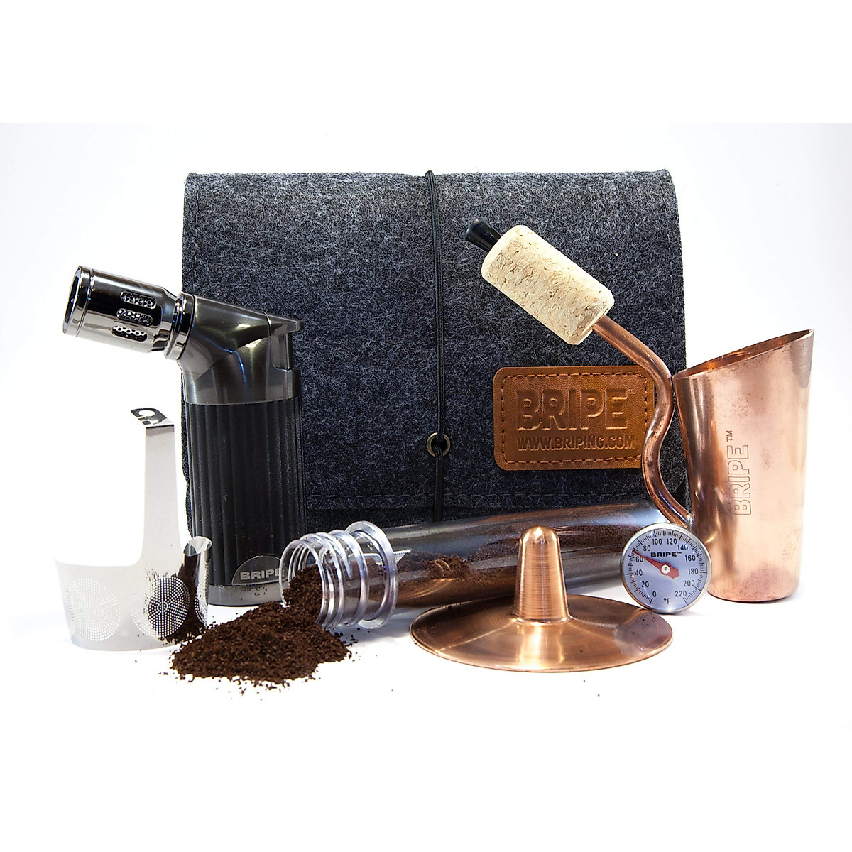 Bripe Coffee Brew Pipe Kit, Portable Espresso or Tea Maker for Traveling, Torch Lighter Included