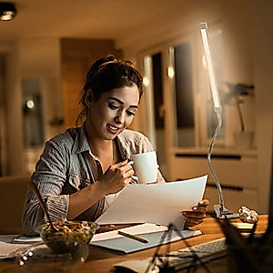 LEPOWER Led Clip on Light/Reading Light, 5W Book Light for Reading in Bed with Gooseneck, Color Temperature Changeable Clip Light, Perfect for as Reading Light and Piano Light (Metal)