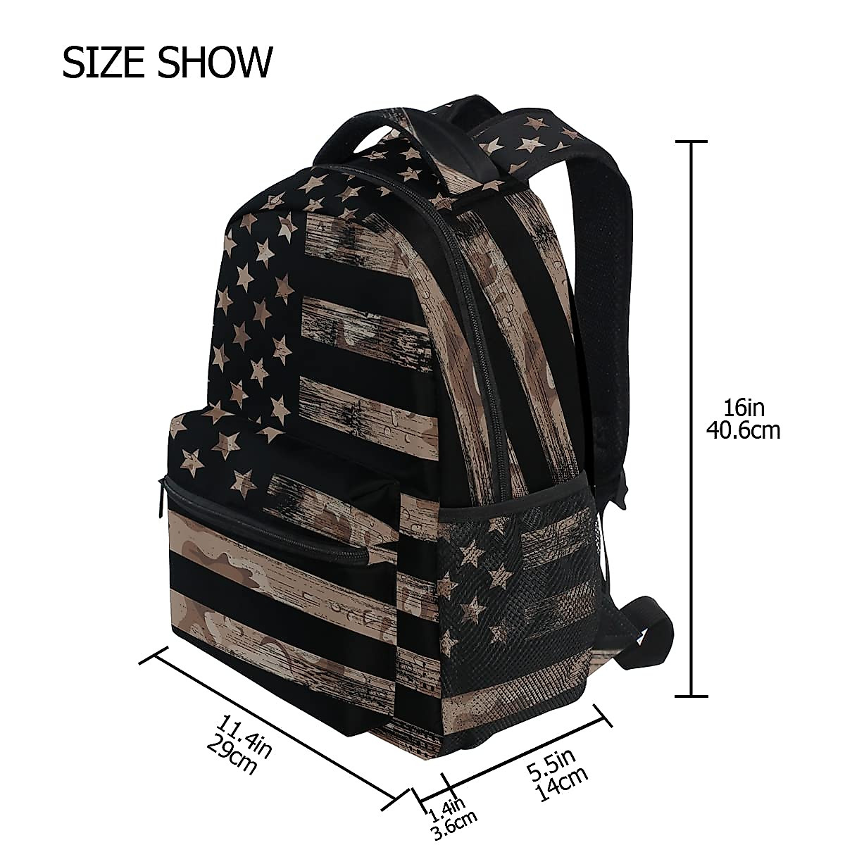 Camo Flag Lightweight Printed Bookbags School Backpacks for Teens Boys and Girls