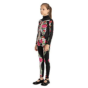Spooktacular Creations Child Girl Floral Skeleton costume (Medium (8-10 yr))