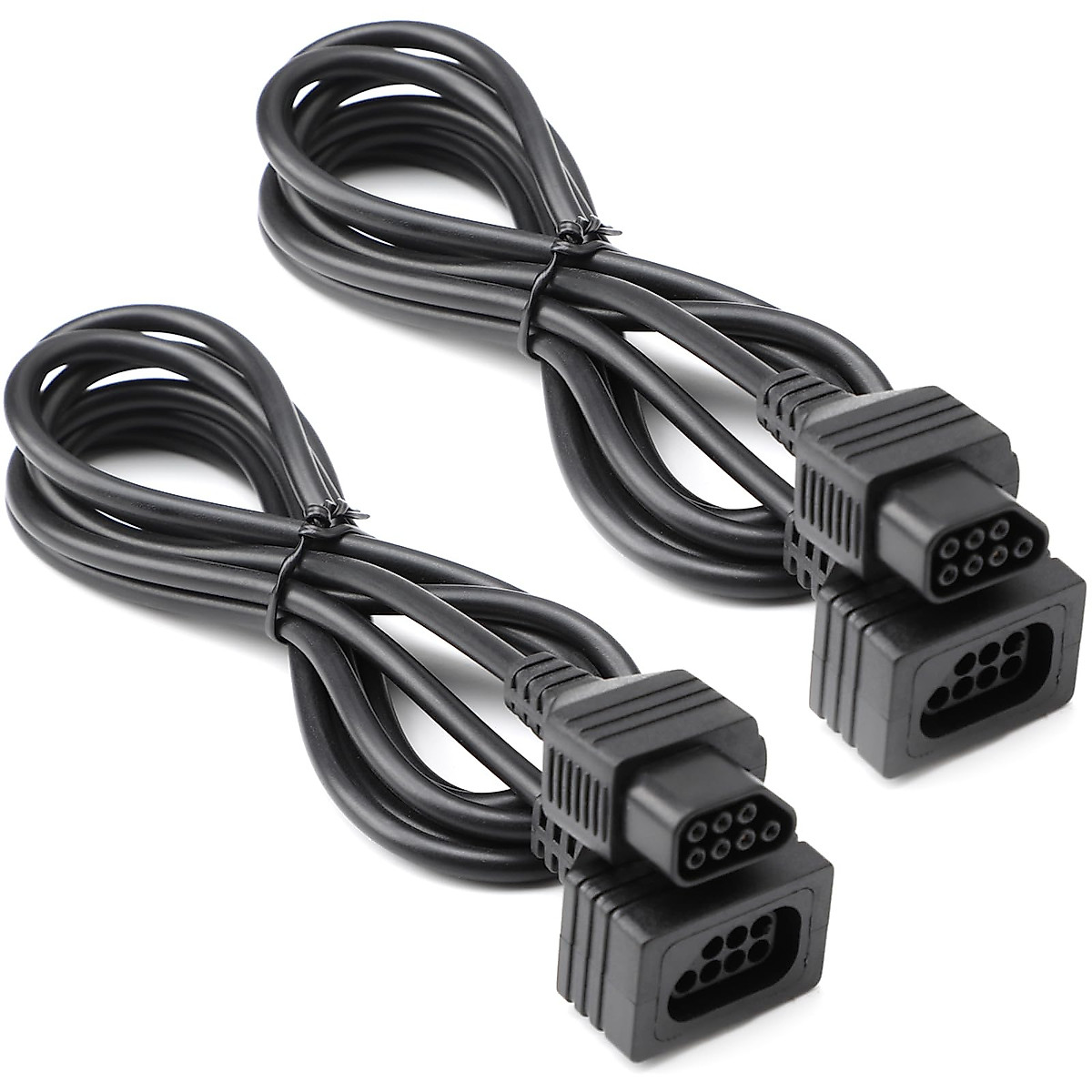 JoFong 7-Pin Controller Extension Cable for 1985 Version NES Controller, Classic Retro Game Console Plug and Play Controller Grip Extension Cable, 1.78M/5.8FT 2-Pack, Note Not for NES Classic (2016)