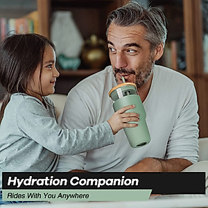 kytffu Tumbler with Lid and Straw, 24 oz Glass Tumbler Fits Cup Holder, Smoothie Cup Iced Coffee Tumbler for Bubble Tea, Water, Juice, With Silicone Sleeve Straw Cleaning Brush, Olive