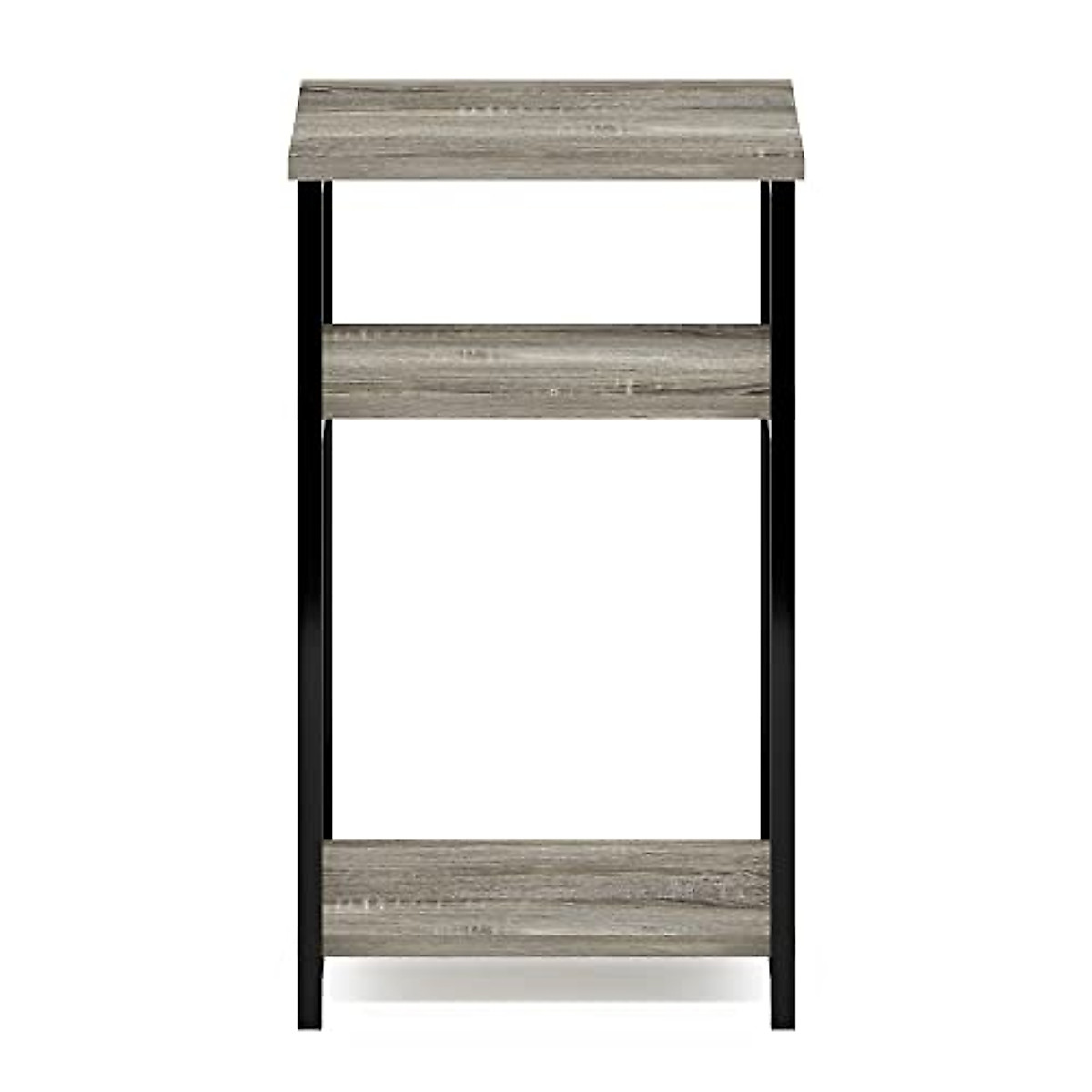 Furinno Just 3-Tier Metal Frame End Table with Storage Shelves, 1-Pack, French Oak