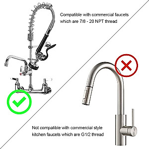 KOLLNIUN Pre Rinse Sprayer Head with Handle Grip Commercial Kitchen Sink Faucet Spray Valve Nozzle 1.42 GPM High Pressure Dish Spray Face for Restaurant Industrial Dishwasher, Gray