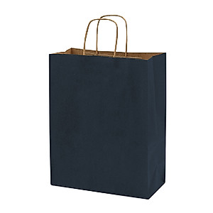 Prime Line Packaging 10x5x13 100 Pack Navy Blue Gift Bags with Handles, Medium Paper Bags for Gift Wrapping, Shopping Bags for Small Business, Retail