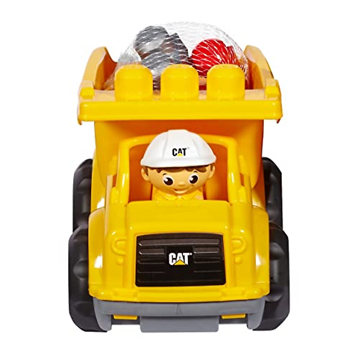 MEGA BLOKS Cat Toddler Blocks Building Toy Set, Lil’ Dump Truck with 7 Pieces and Storage, 1 Figure, Yellow, Ages 1+ Years