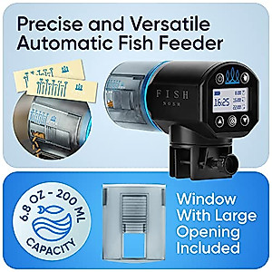 FISHNOSH Automatic Fish Feeder for Aquarium - New Generation 2023, Auto Food Dispenser with Timer for Small Tank, Big Aquariums & Pond - Battery-Operated Feeders for Goldfish, Koi, & More on Weekend