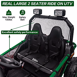 MOLACHI 24V 10AH Ride on Cars 2 Seater,Electric Cars Vehicles with 2x200W Powerful Motors,Metal Frame, Brake&Gas Pedal, EVA Tires, 3 Speed, Led Light, Bluetooth, 2 Spring Suspension(Green)