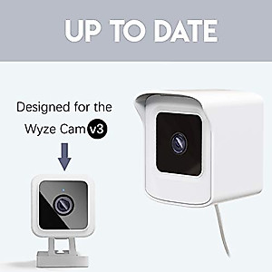 PEF Mount for All-New Wyze Cam V3 ONLY, Weatherproof Protective Cover and 360 Degree Adjustable Wall Mount Solid Housing for Wyze V3 Outdoor Indoor Smart Home Camera System (White, 2 Pack)