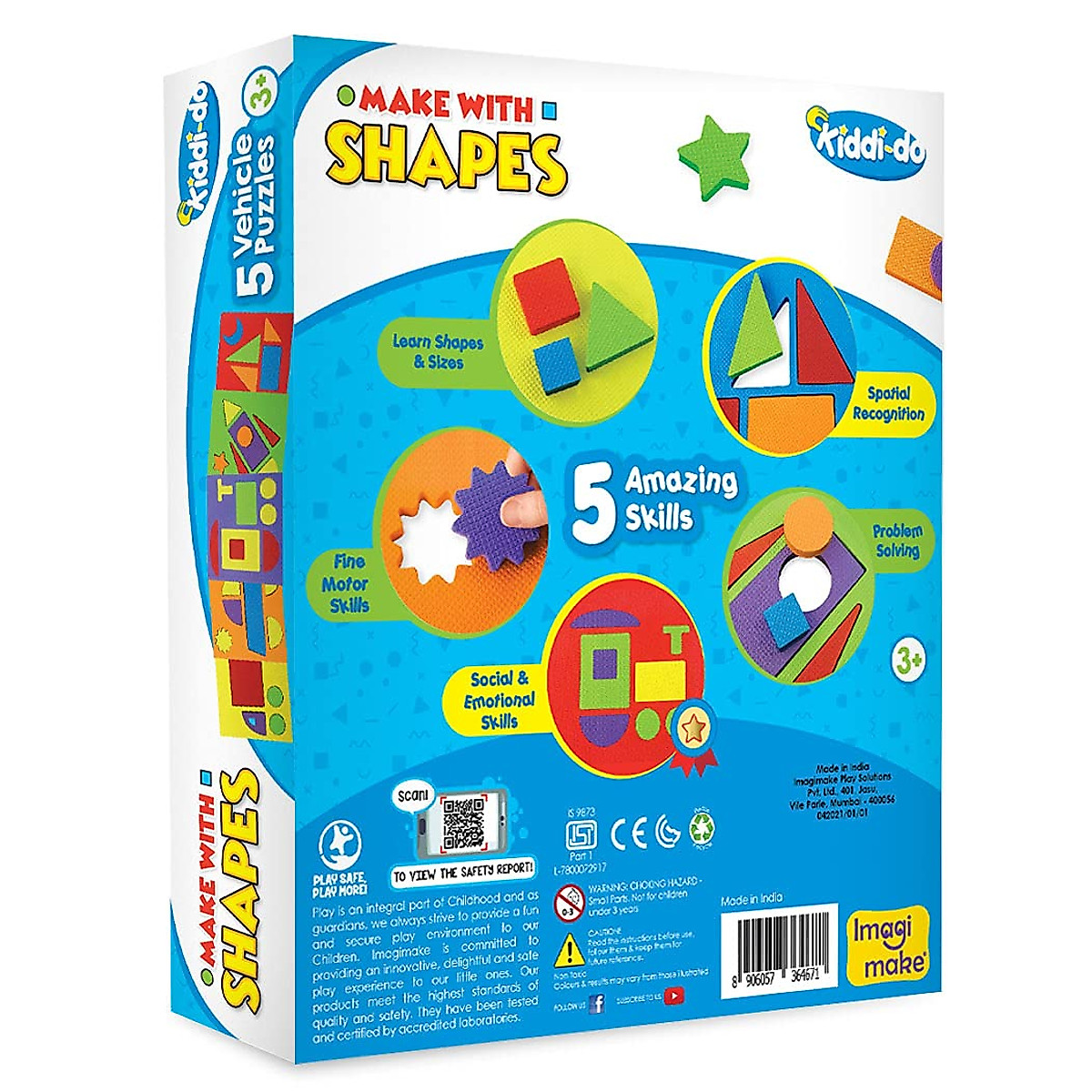 Imagimake Make with Shapes | Vehicle Theme Shape Puzzle| Preschool Learning Activities | Toddler Toys | Montessori Toys for 3 Year Old