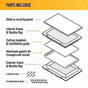 Extreme Dog Door Pure Aluminum Extra Large Dog Door for Wall, XL Pet Door for Wall with Sliding Lockout Panel, Expanding Box Tunnels, and Easy to Install Metal Frame for Big Dog Breeds and Cats