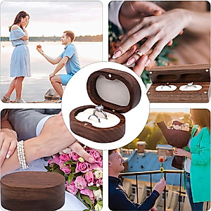 JYCMMFC Ring Box for Proposal Engagement Wedding Day, Handmade Wooden Rustic Ring Holder Ring Storage Box Stocking Stuffers Her Valentine's Day Christmas Thanksgiving Gift (2 Slots White)